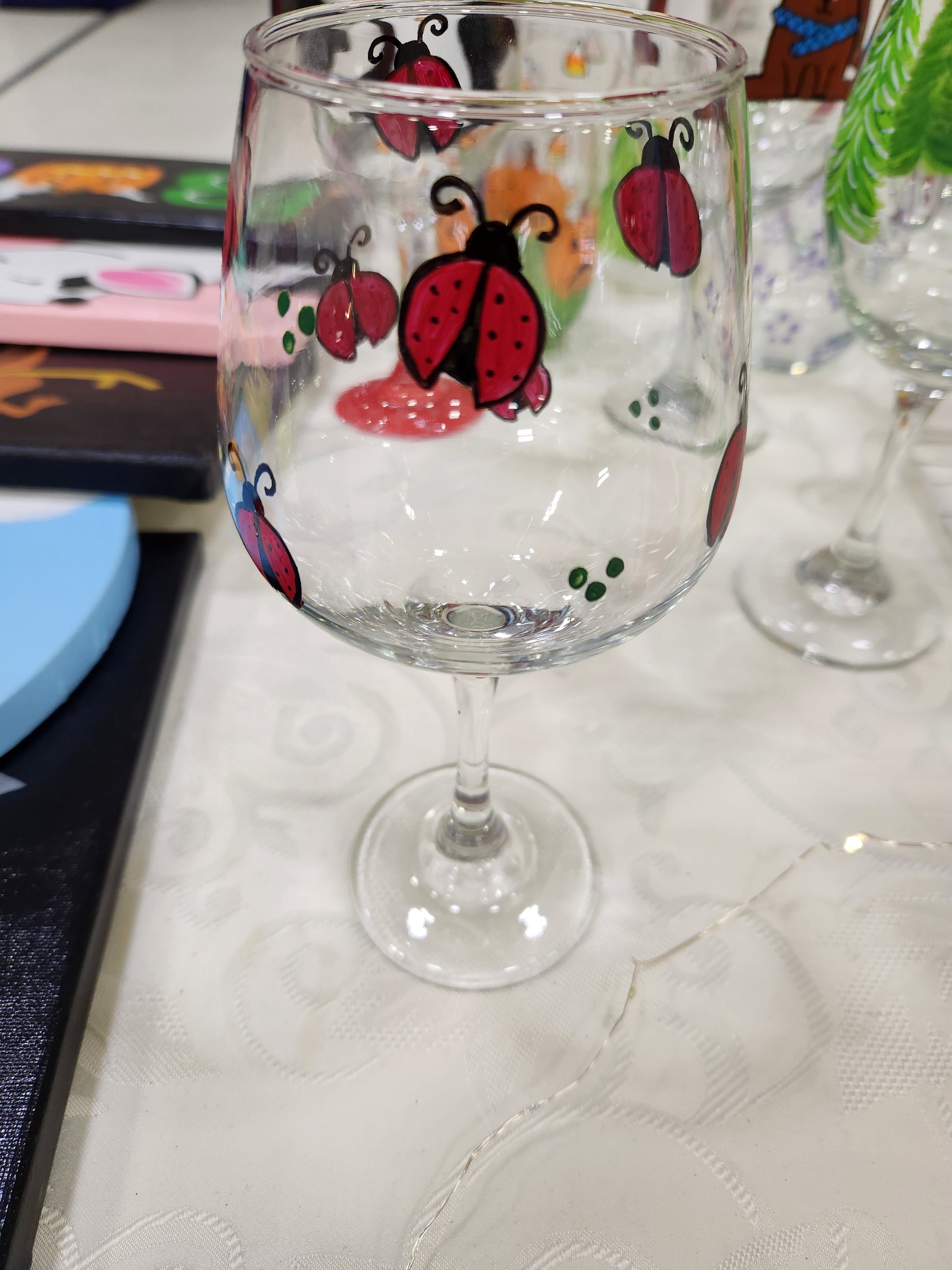 Ladybug Wine Glass Drinking Glass Wine Lover Gift - Etsy