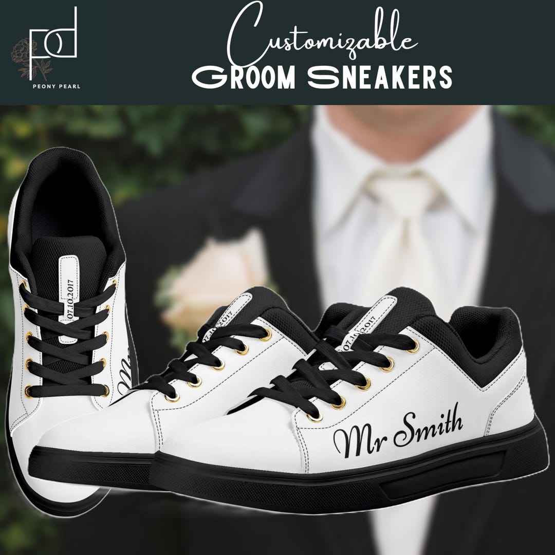 Custom Bride and Groom Matching Sneakers Bridal Shoes Personalized ...