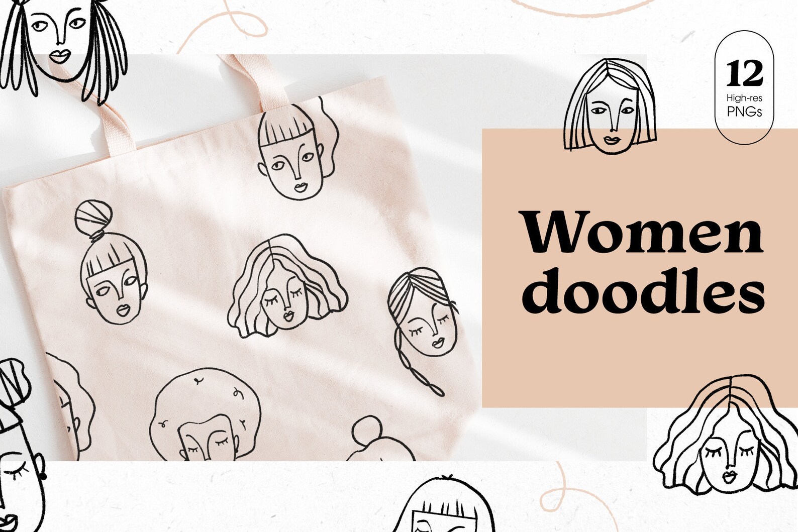 Women Doodles High-res PNG Line Art Illustration Style Clip Art - Etsy