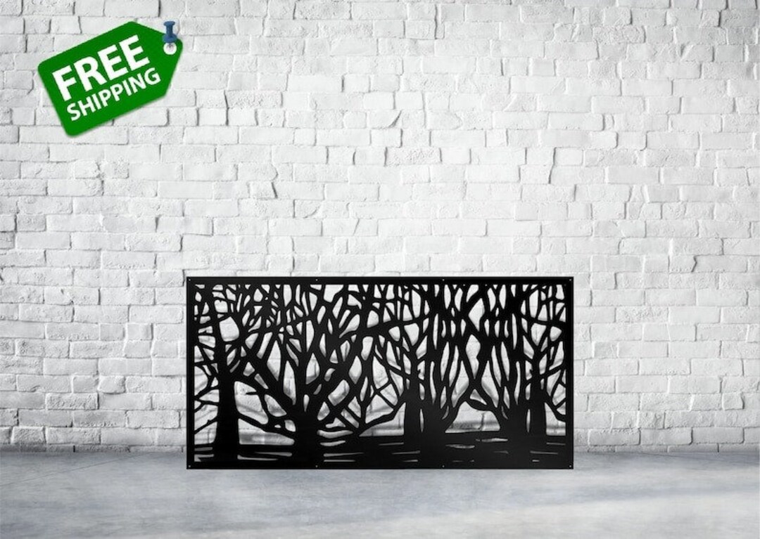 Steel Decor Trees Metal Privacy Screen, Fence Wall Art, Outdoor Indoor ...
