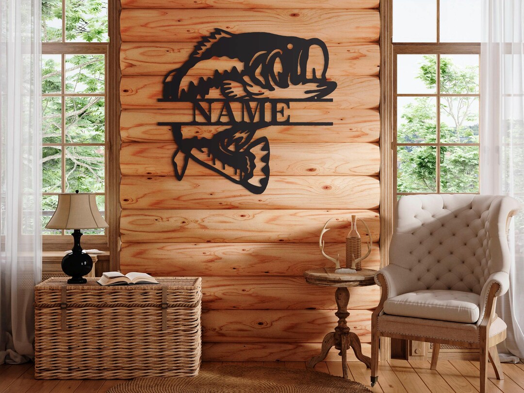 Fish Outdoor Metal Wall Art, Personalized Metal Monogram Sign, Custom ...