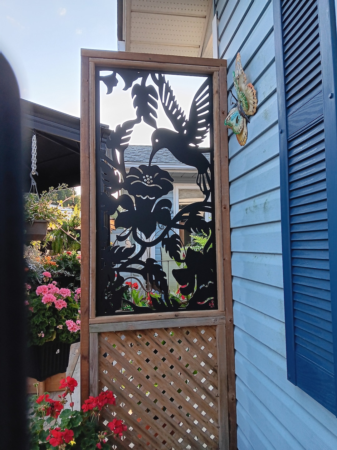 Decorative Metal Privacy Screen, Outdoor Aluminum Decor, Hummingbird ...