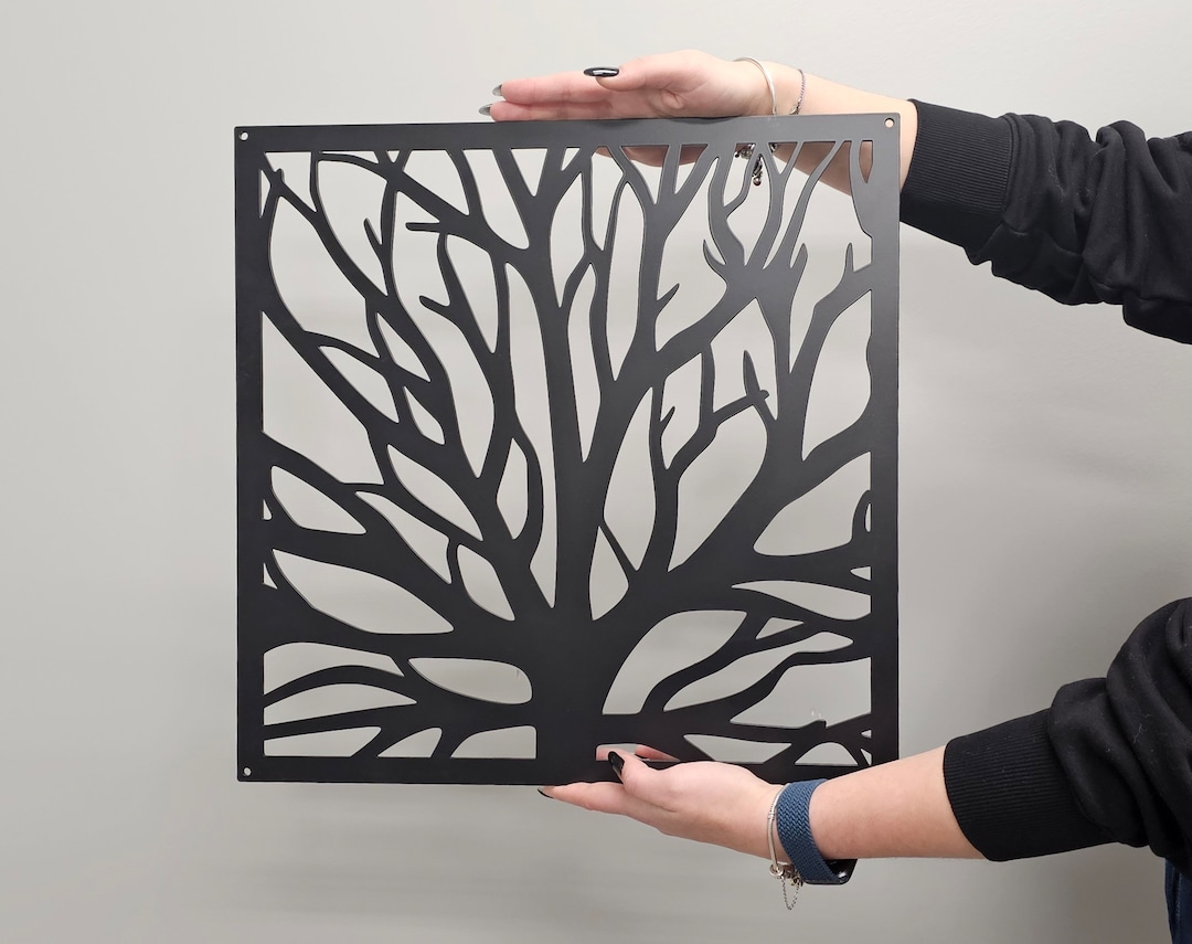 READY TO SHIP 18h X 18w Aluminum Decor Panel , Metal Privacy Panel Tree ...