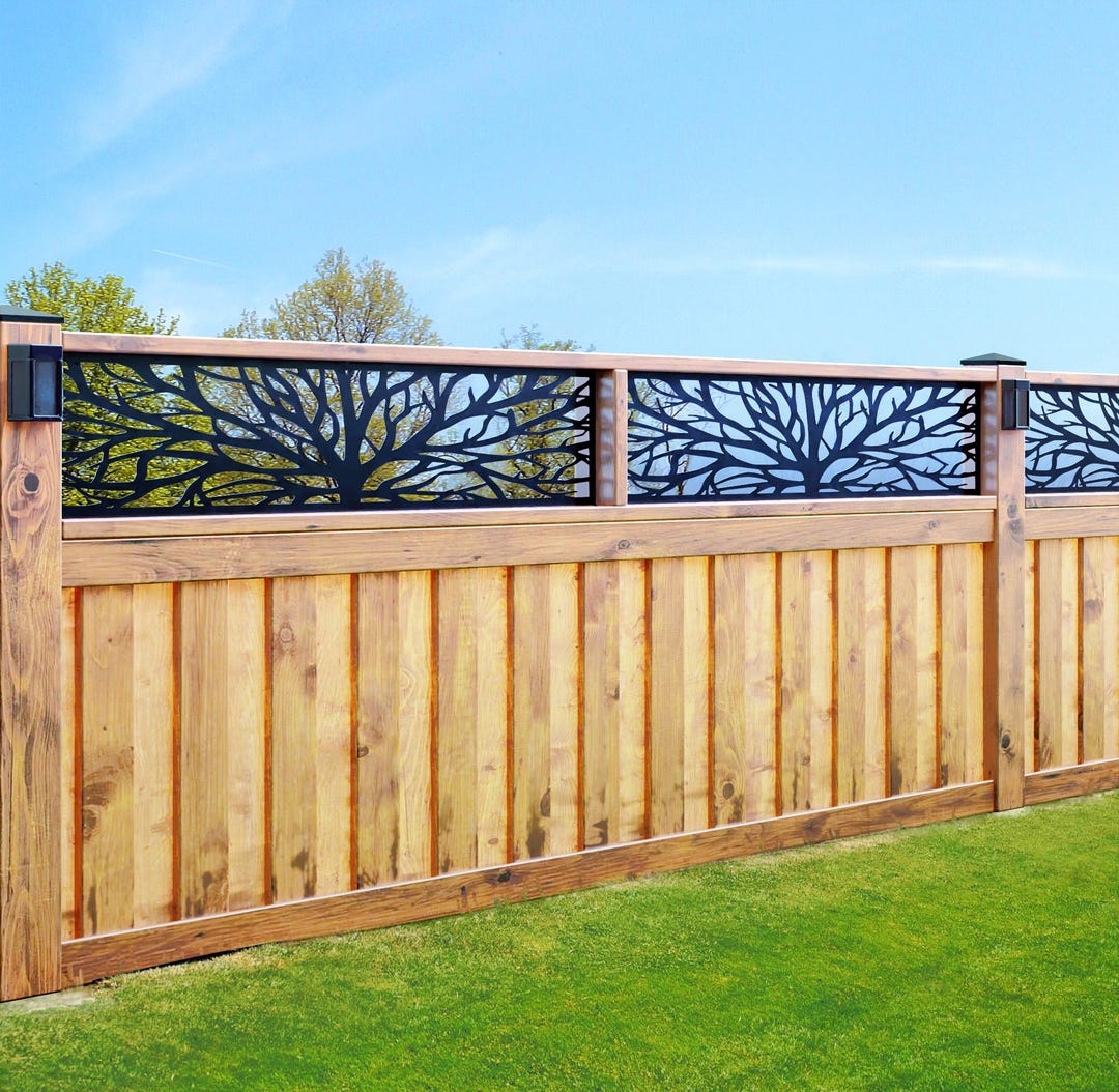 Aluminum Fence Topper Tree Trunk Insert, Fencing Trellis Fence Topper ...