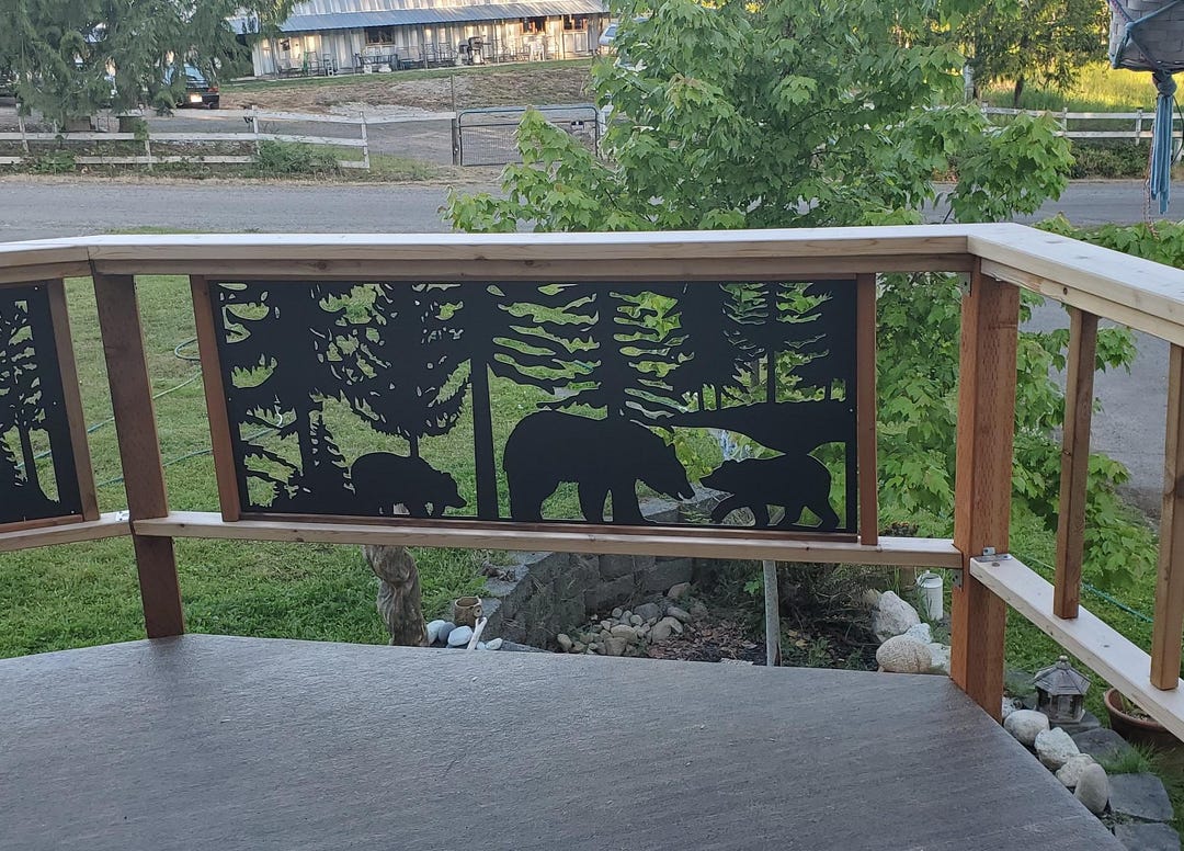 Bear Family Metal Privacy Screen Panel, Aluminum Wall Art, Modern ...