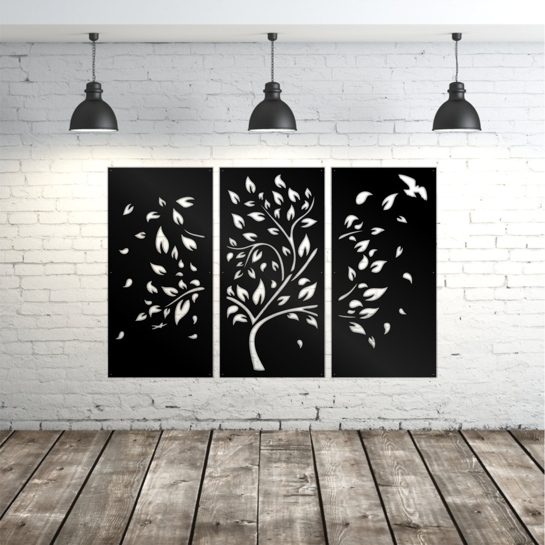 Metal Tree Wall Art, Wall Tree Decor, Tree of Life Wall Decor, 3 Pcs ...