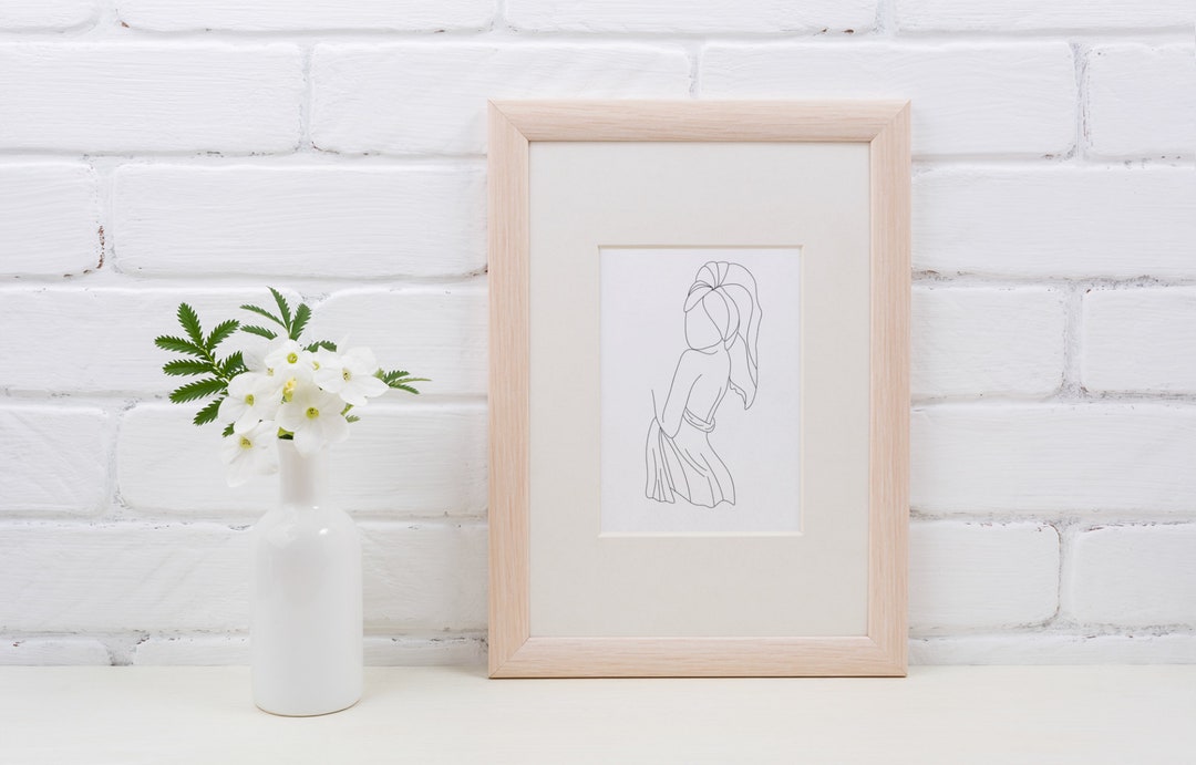 Woman Line Art, Shower Line Art, Bathroom Wall Art, Woman in Towel One ...