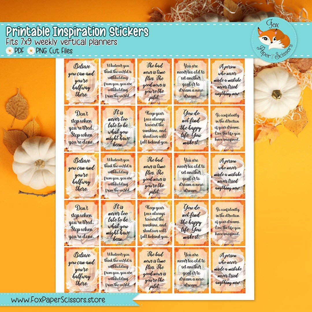 Printable Motivational Planner Stickers | Pumpkin Spice | Inspirational ...