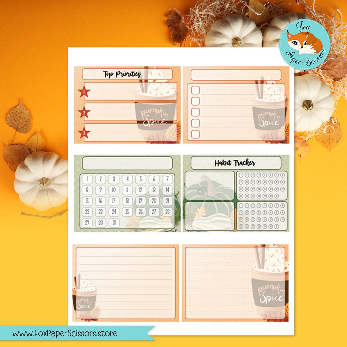 Happy Planner Printable Monthly Dashboard | Pumpkin Spice | HP Classic ...