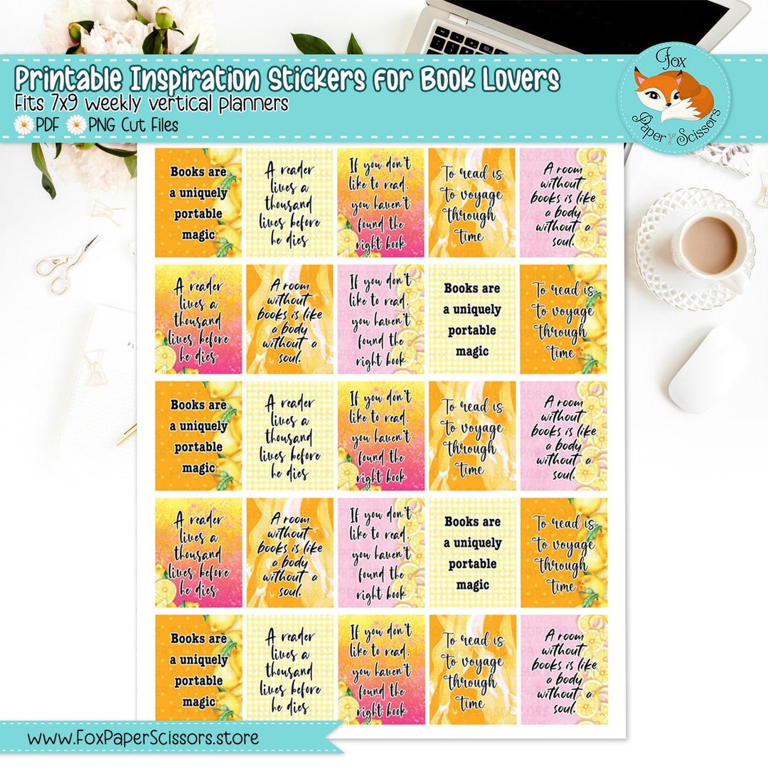 Reader & Book Lover Printable Inspiration Stickers | Summer Lemonade ...
