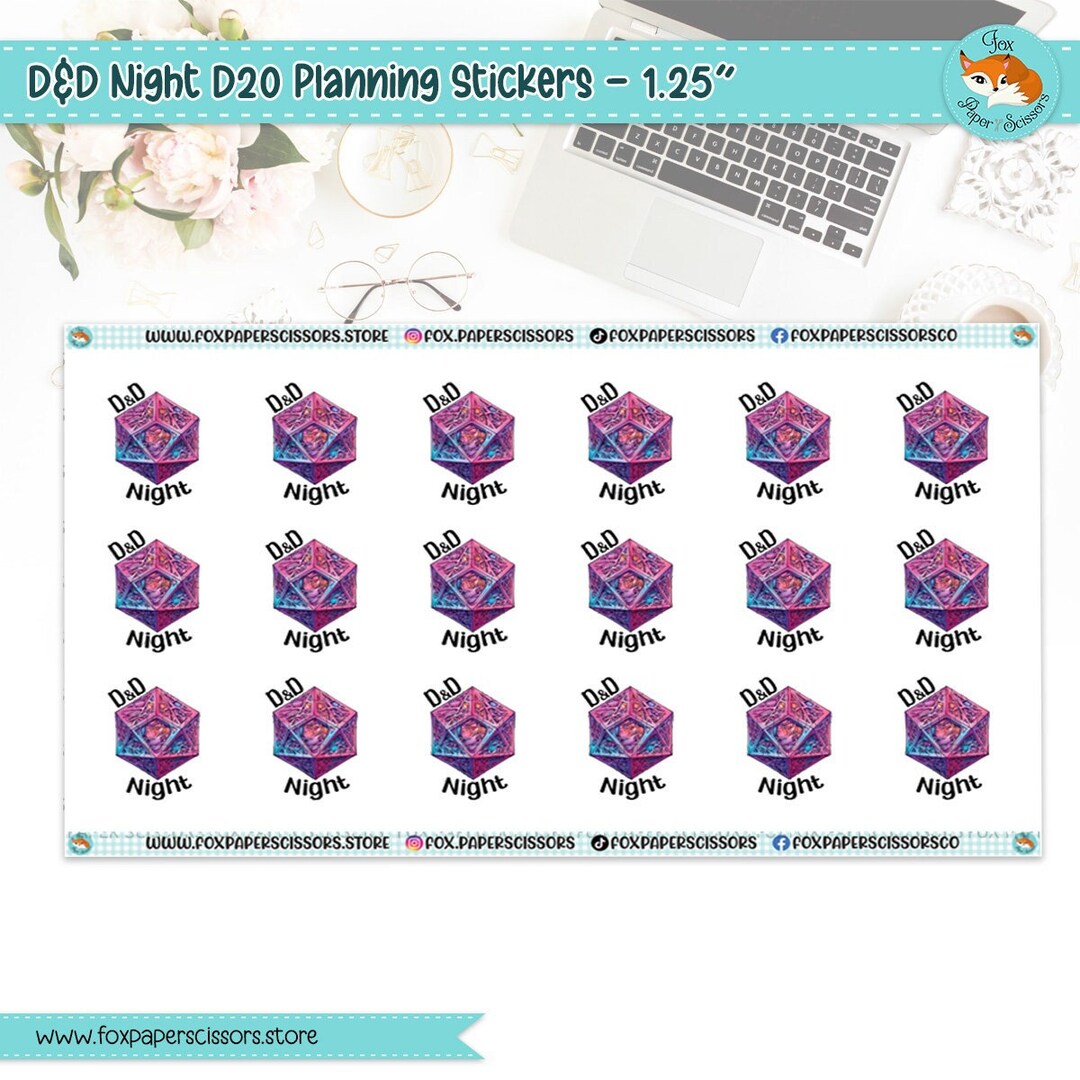 D20 D&D Planning Stickers - 1.25" | RPG Dnd Sticker | Tabletop Game ...