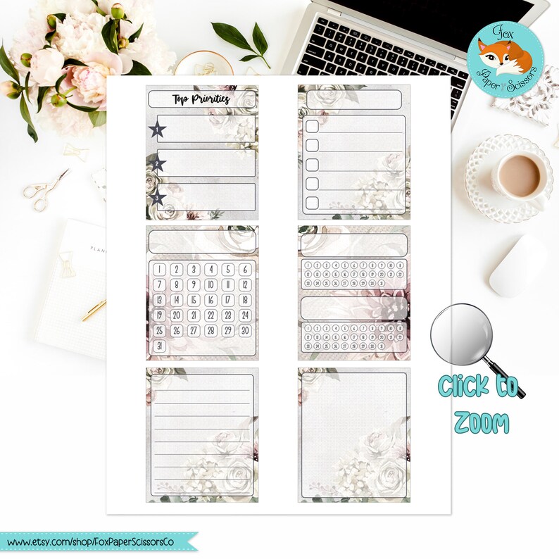Hobonichi Cousin Printable Monthly Dashboard | Winter Rose | Hobonichi ...