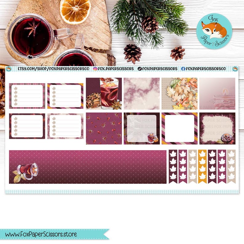 Hobonichi Cousin Weekly Planner Sticker Kit | Mulled Wine Weekly Kit ...