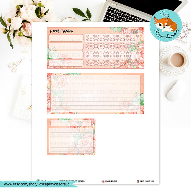 Erin Condren Printable Monthly Dashboard | Peach Flowers | 7x9 ...