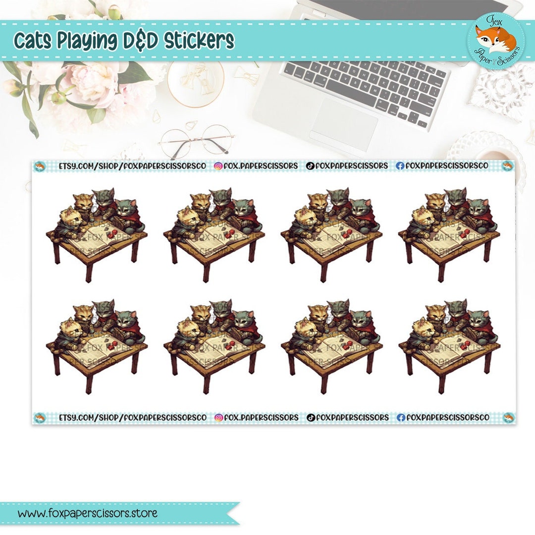 Cats Playing D&D Sticker RPG Dnd Sticker Tabletop Game Sticker RPG ...