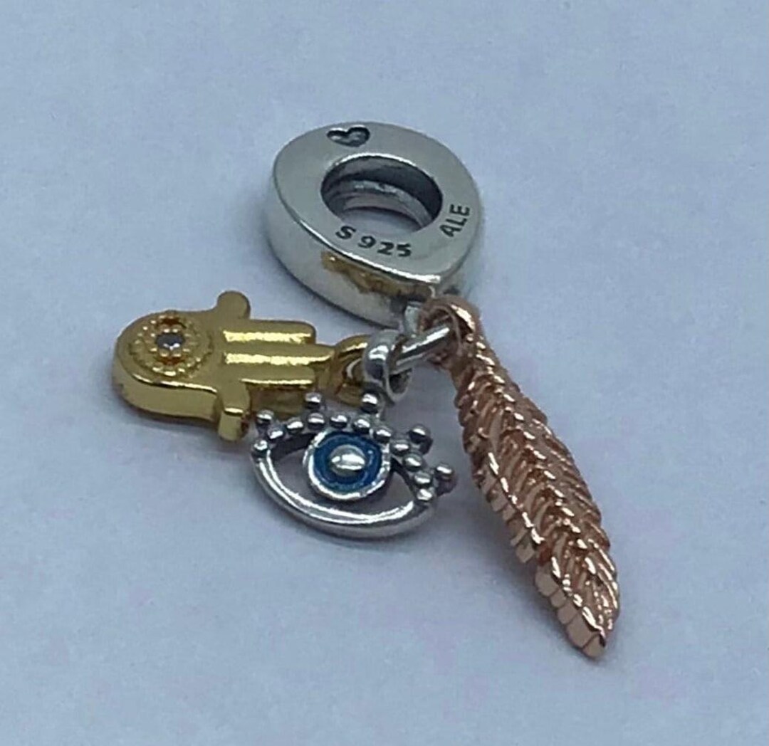 Pandora Hamsa All-seeing Eye & Feather Spirituality Dangle Pendant ...