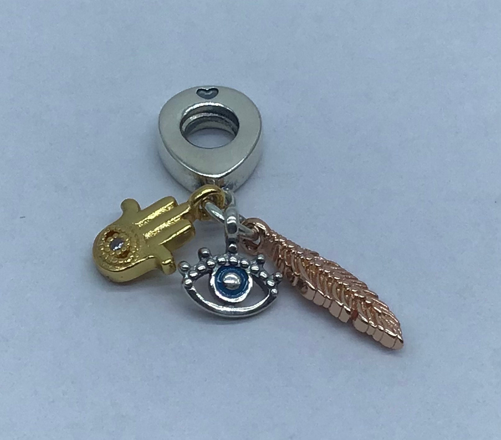Pandora Hamsa All-seeing Eye & Feather Spirituality Dangle Pendant ...