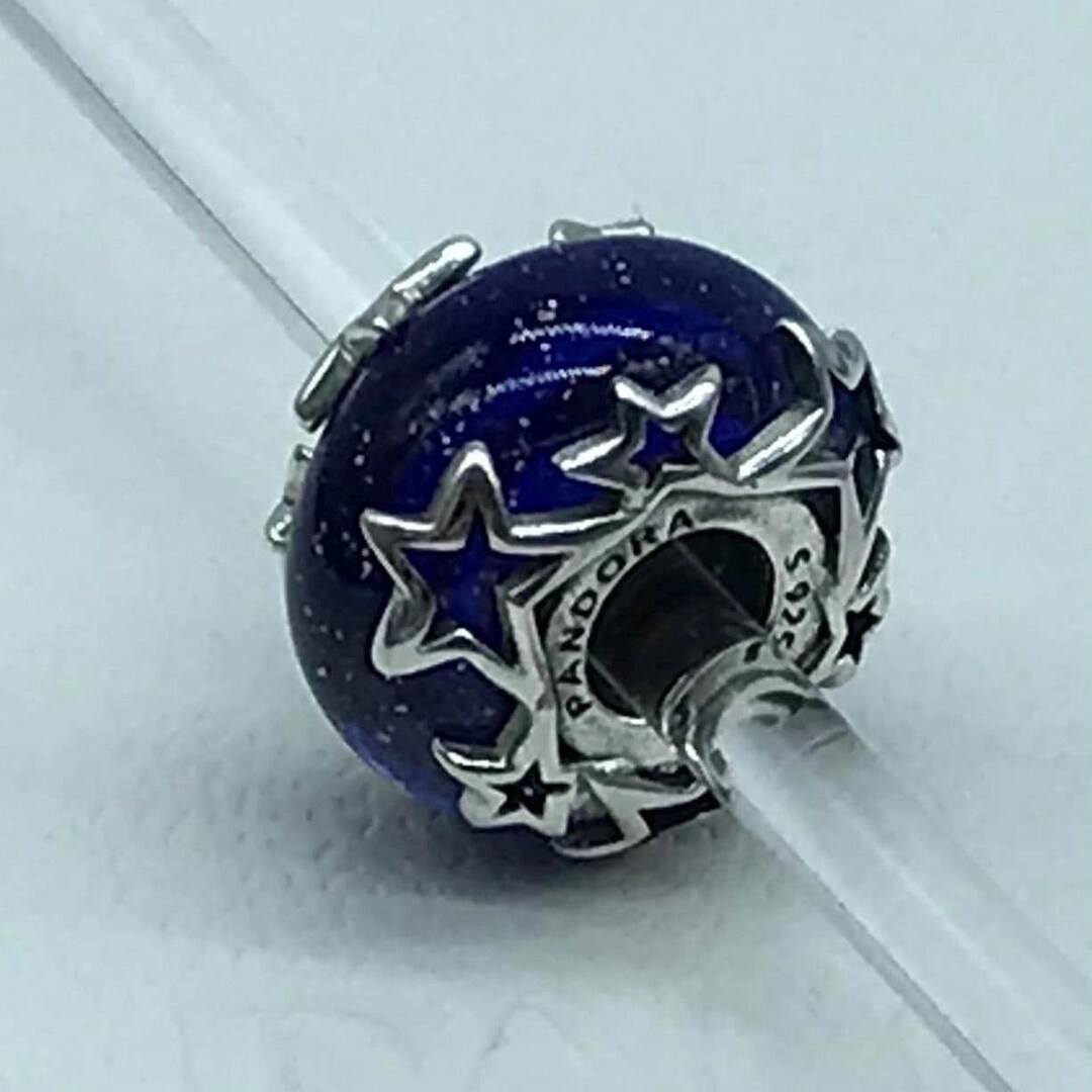 Pandora, “galaxy Blue & Star” Murano Glass Bead Charm S925ALE #79001500 ...