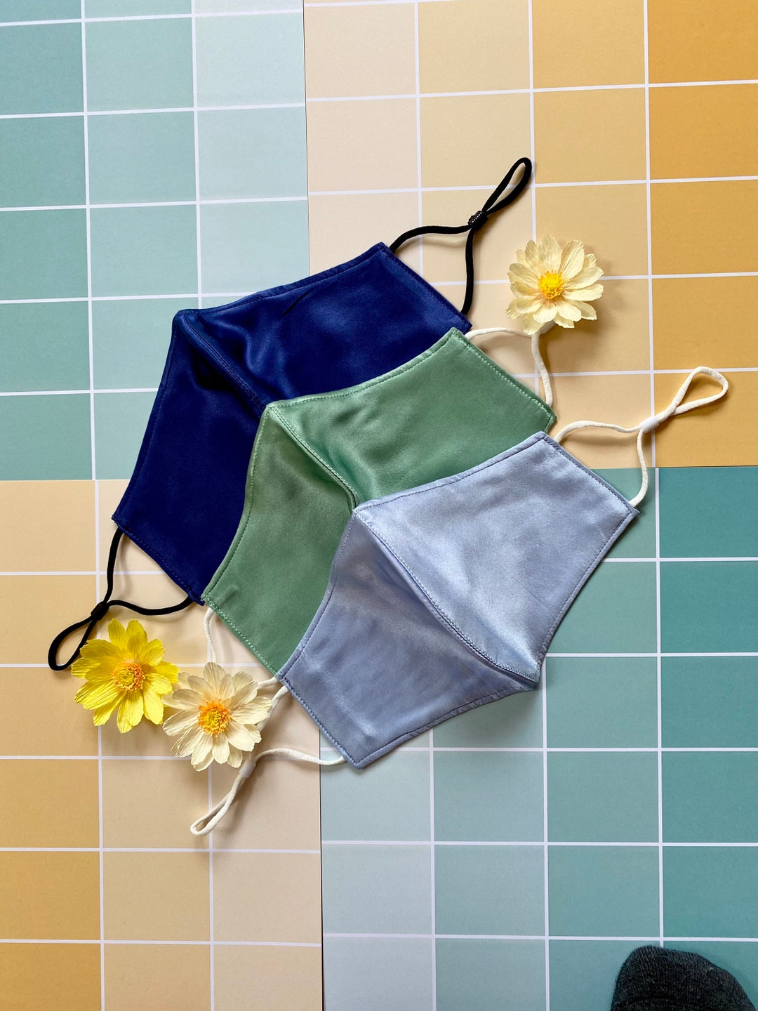 100% MULBERRY SILK Handmade Fabric Face Mask - Adult Washable Cloth ...