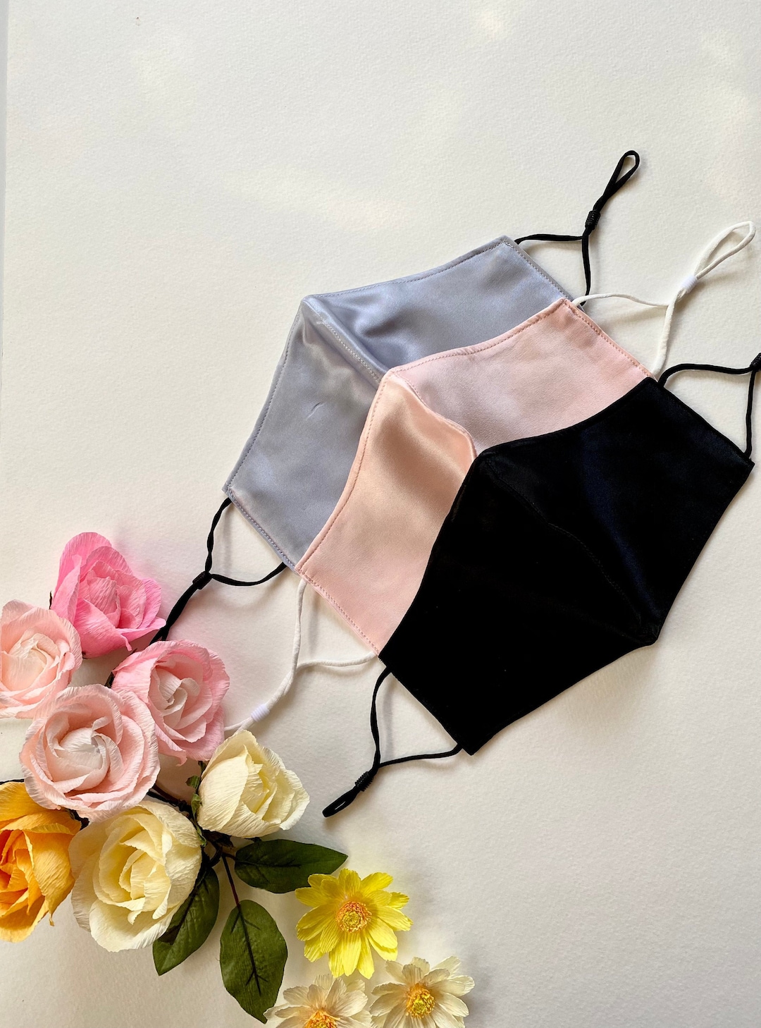 100% MULBERRY SILK Handmade Fabric Face Mask With Nose Wire - Adult ...
