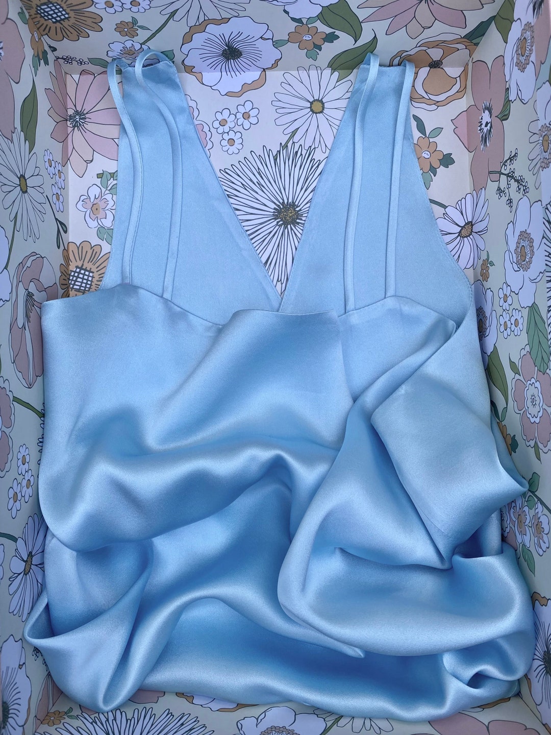 100% Pure Mulberry Silk Camisole Light Blue Color - Etsy