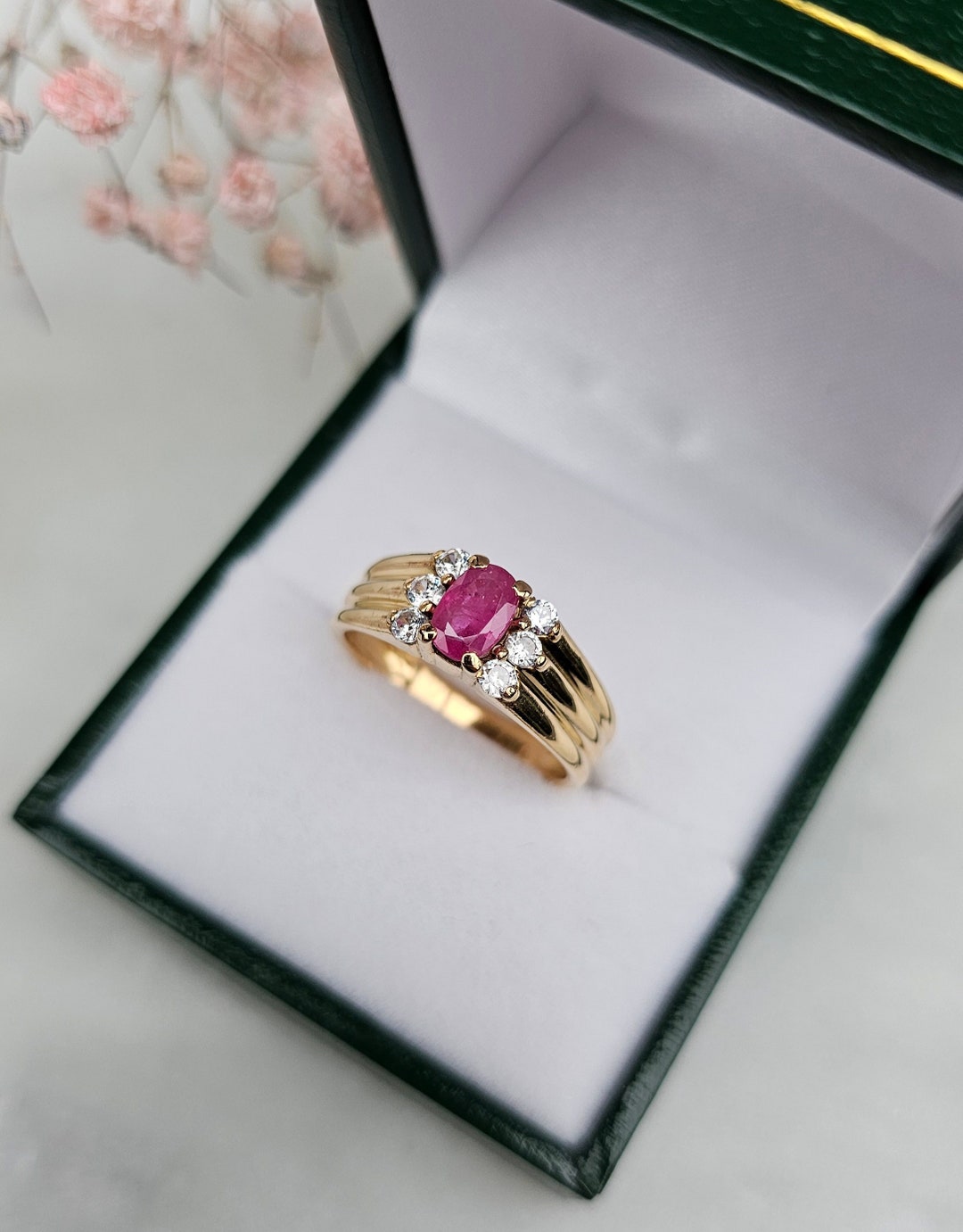 Vintage 18k Gold Ruby Ring - Etsy