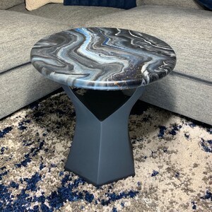 Epoxy Side Table the Odyssey Granite Marble Small Round Table Blue ...
