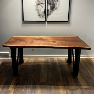 Black Walnut Live Edge Desk Black Epoxy Natural, Modern, Matte Black ...