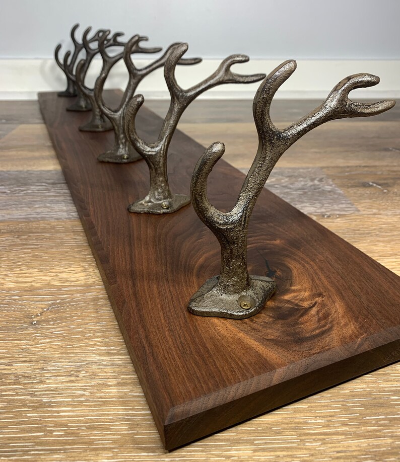 Antler Wall Rack 4 or 6 Rustic Cast Iron Deer Antler Hooks - Etsy