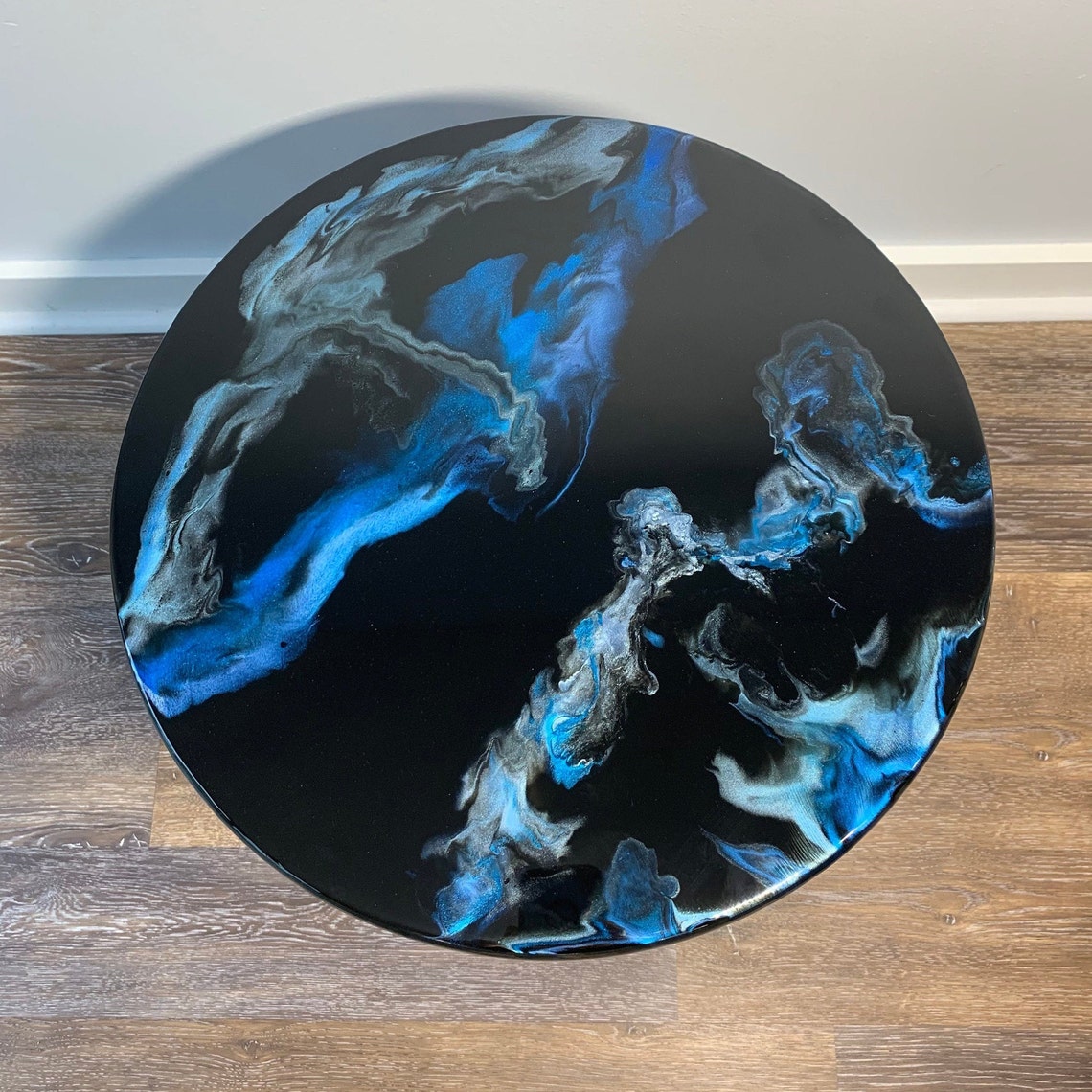 Epoxy Side Table Sonic Chaos Granite Marble Small Round | Etsy