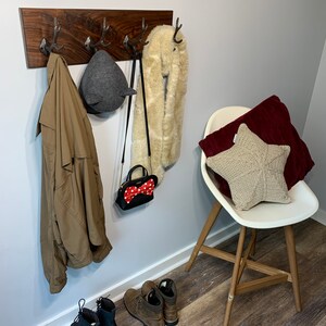 Antler Wall Rack – 4 or 6 Rustic Cast Iron Deer Antler Hooks on Black ...