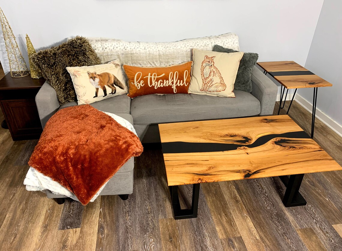 Cherry Live Edge River Coffee Table Luxury Lodge Hardwood - Etsy