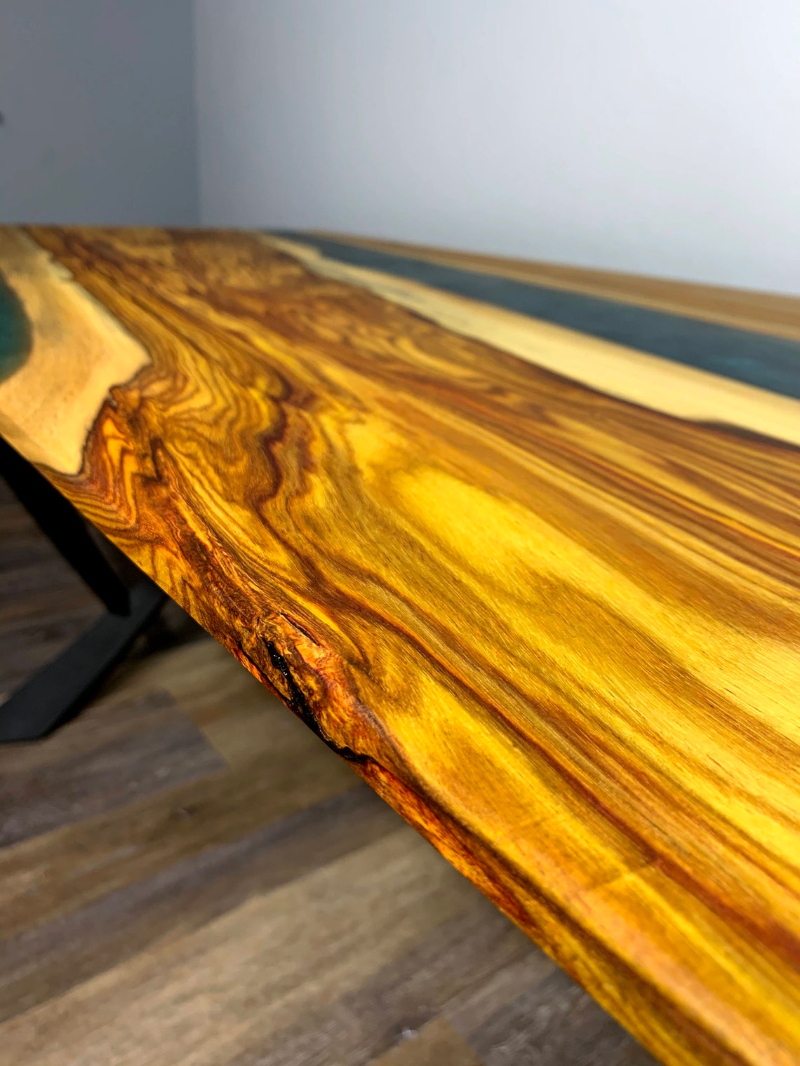 Epoxy River Table RARE Canarywood Blue Lagoon | Etsy