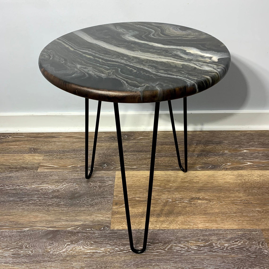 Epoxy Side Table The Milky Way Granite Marble Small Round | Etsy