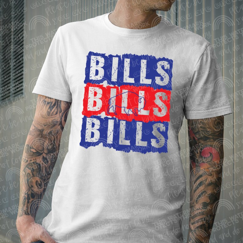 Bills Distressed Stacked PNG - Etsy
