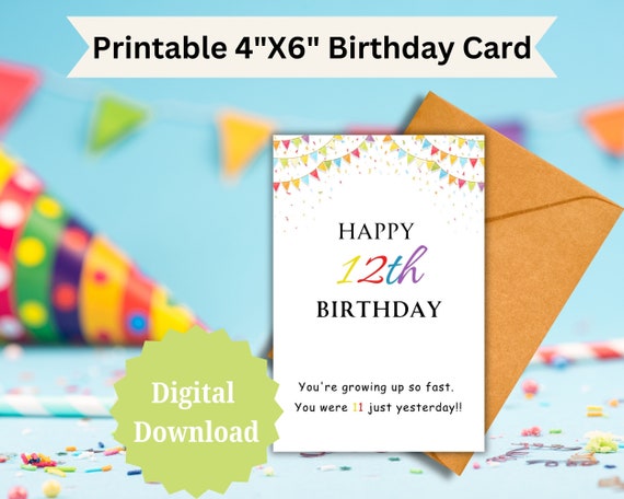 Happy 12th Birthday Cards Printable Central 23 Rainbow Birthday Card