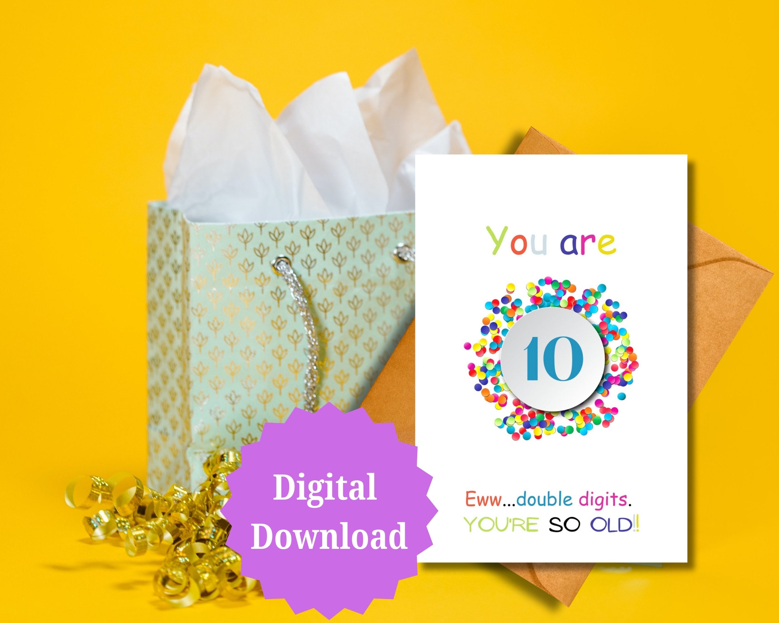 Printable 4"x6" Birthday Card | 10 Years Old Birthday | Birthday Card ...