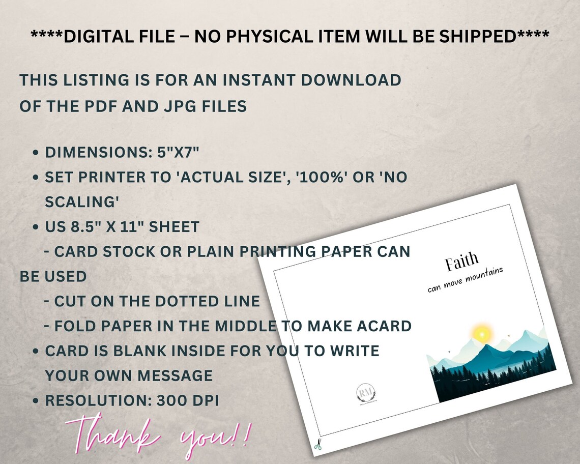 Printable Greeting Card, Greeting Card for Encouragement, Christian ...