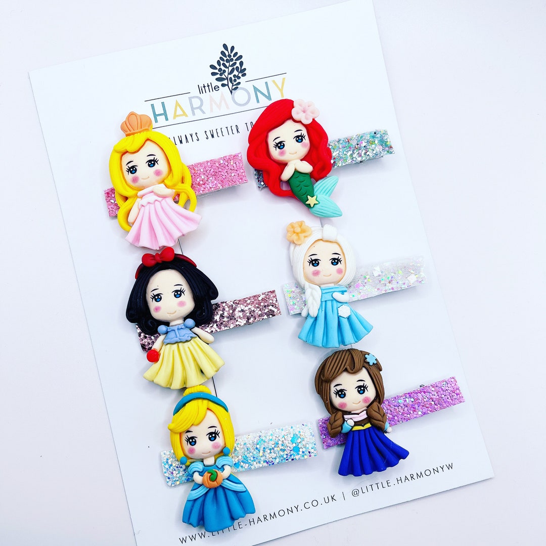 Disney Princess Hair Clips. Princess Hair Clips. Glitter Hair Clips ...