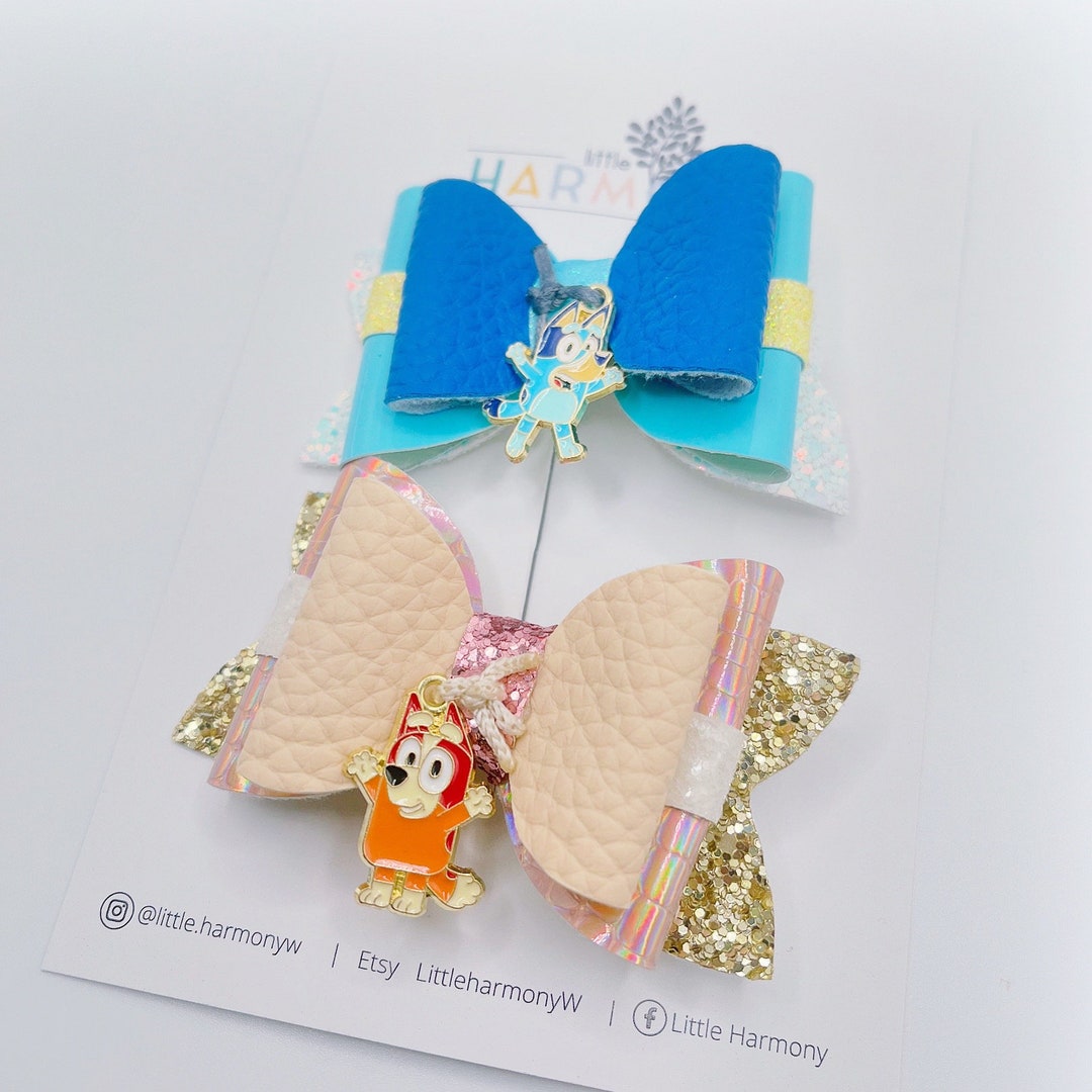 Bluey and Bingo Hair Bow. Bluey Hairbow. Blue and Bingo Hair Clips ...