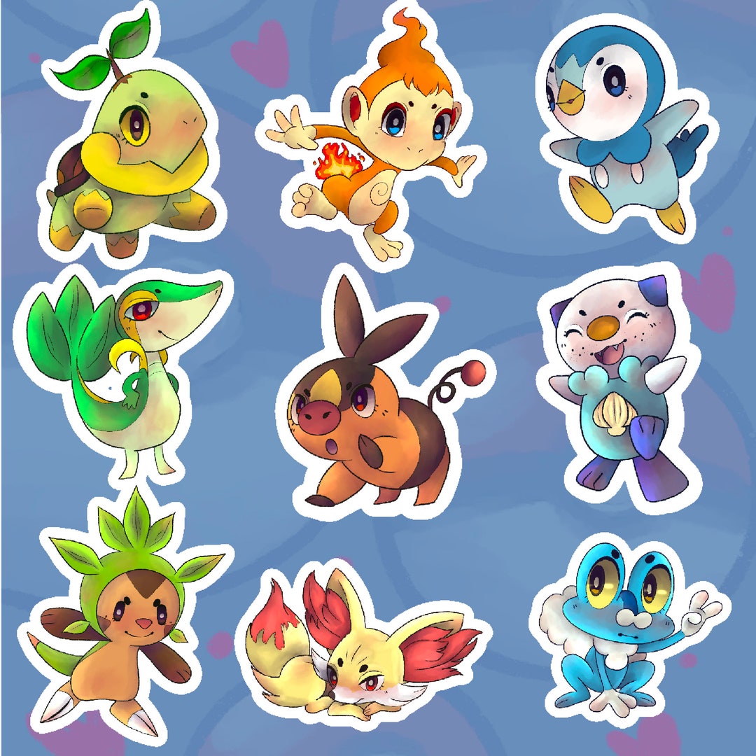 Pokemon Vinyl Waterproof Stickers| Sinnoh, Unova, Kalos Starters - Etsy