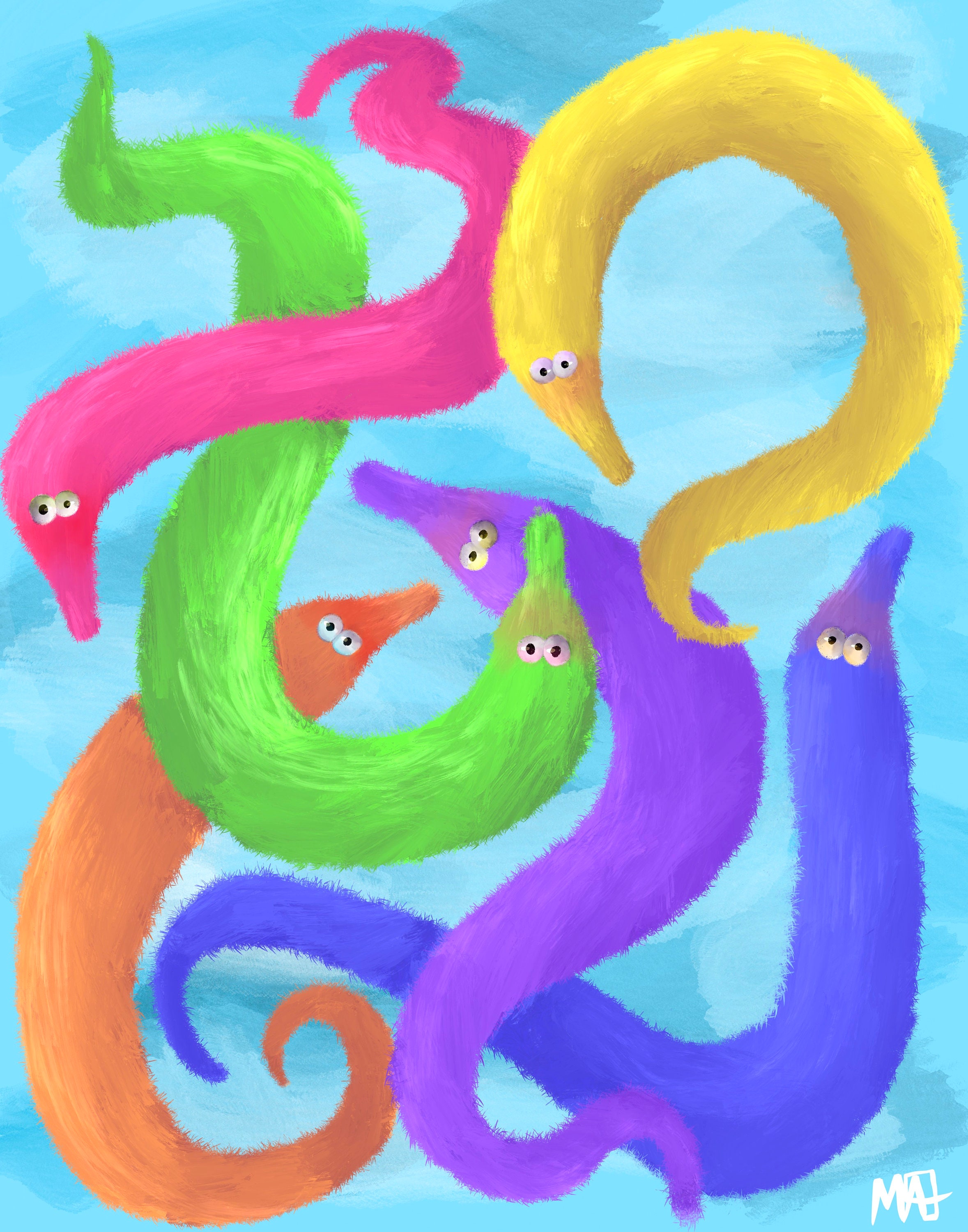 Worms on a String Art Print - Etsy