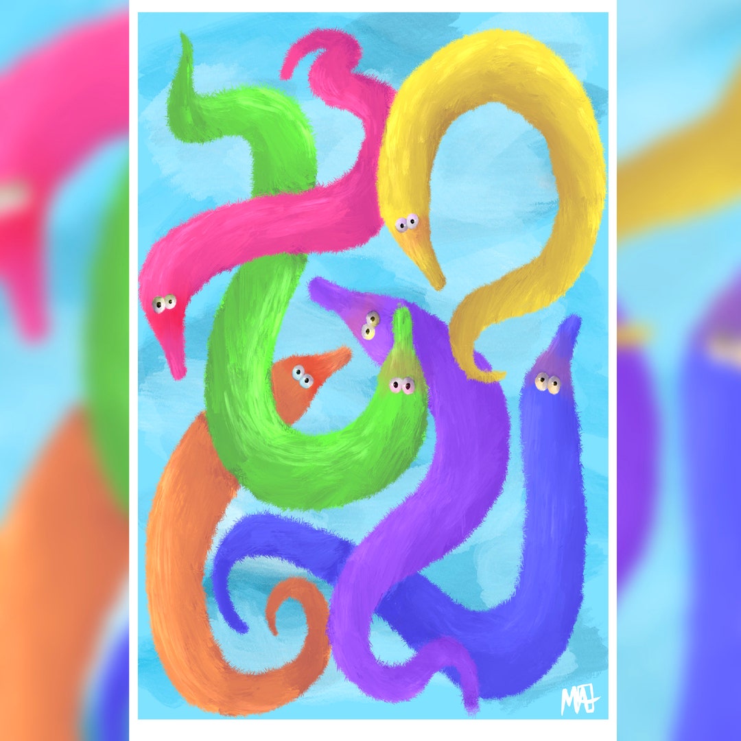 Worms on a String Art Print - Etsy