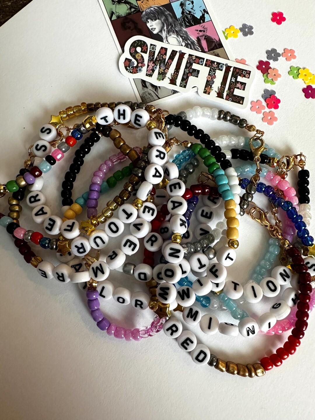 UPDATED!! Eras Tour Inspired Friendship Bracelets: Beaded Album Name ...