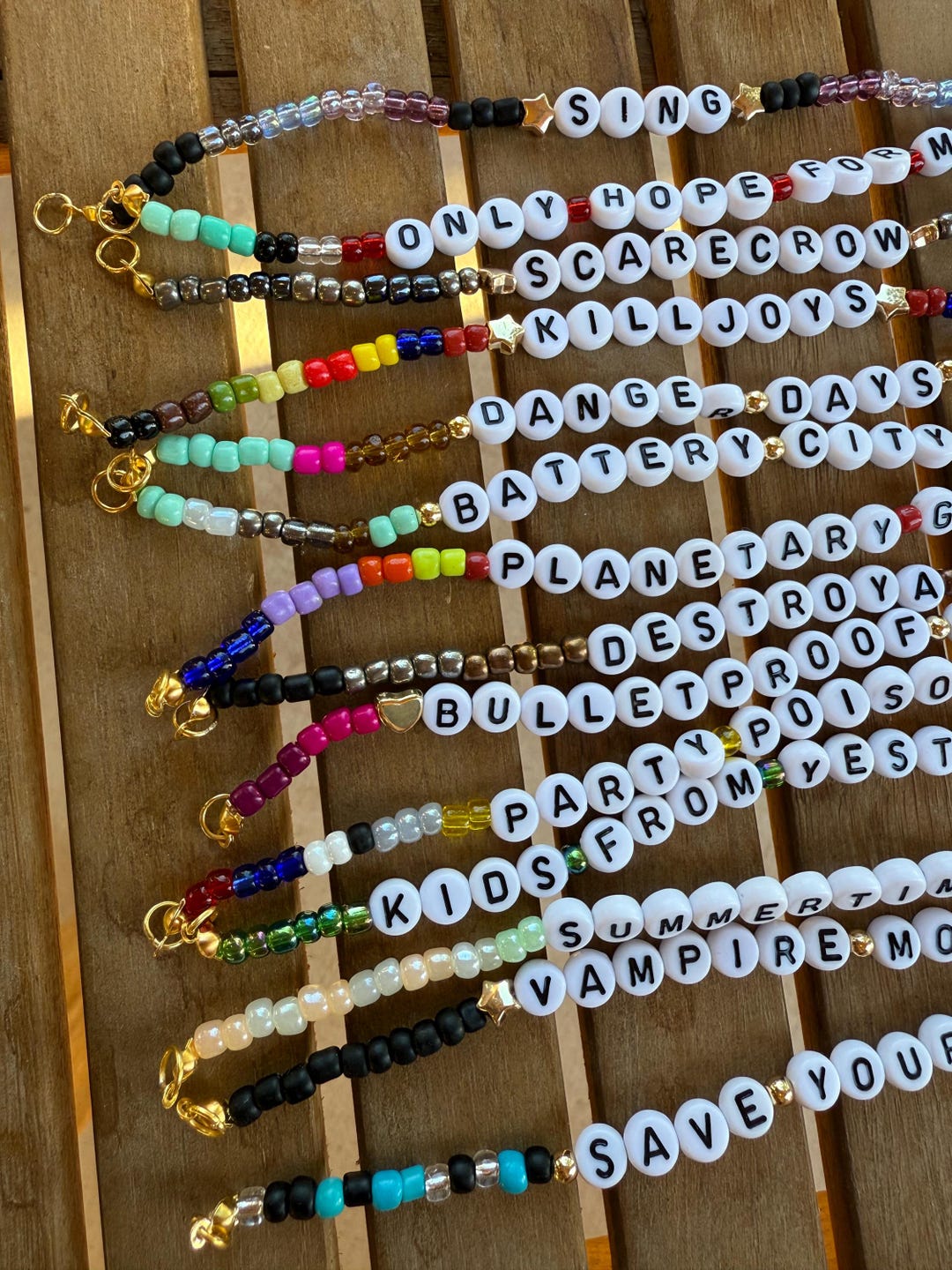 MCR Friendship Bracelets: Danger Days Song Titles, Beaded Set - Etsy