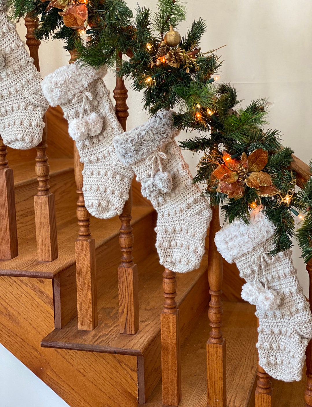 Farmhouse Stocking, Boho Christmas Stocking, Heirloom Stocking, Neutral ...