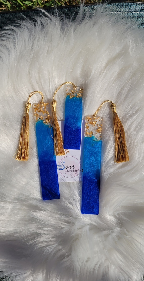 Blue and gold bookmark personalized bookmark | Etsy