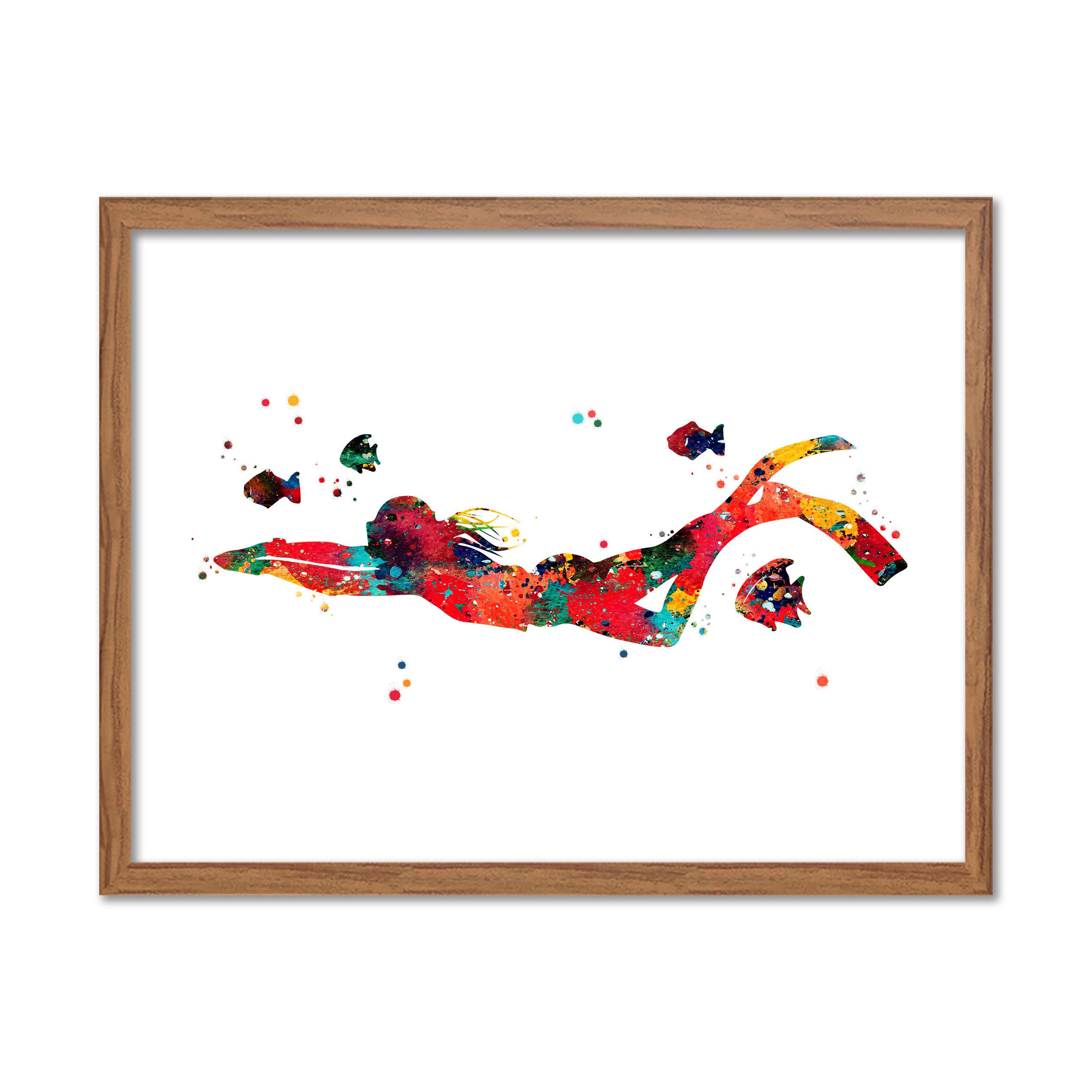 Scuba Diving Girl Watercolor Print Female Scuba Diver Deep Sea Diving ...