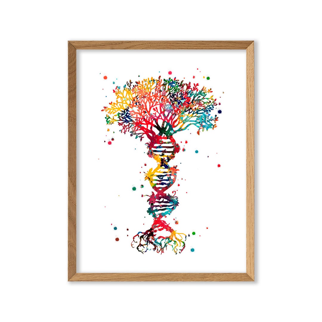DNA Tree of Life Watercolor Art Medical Symbol Art DNA Double Helix ...