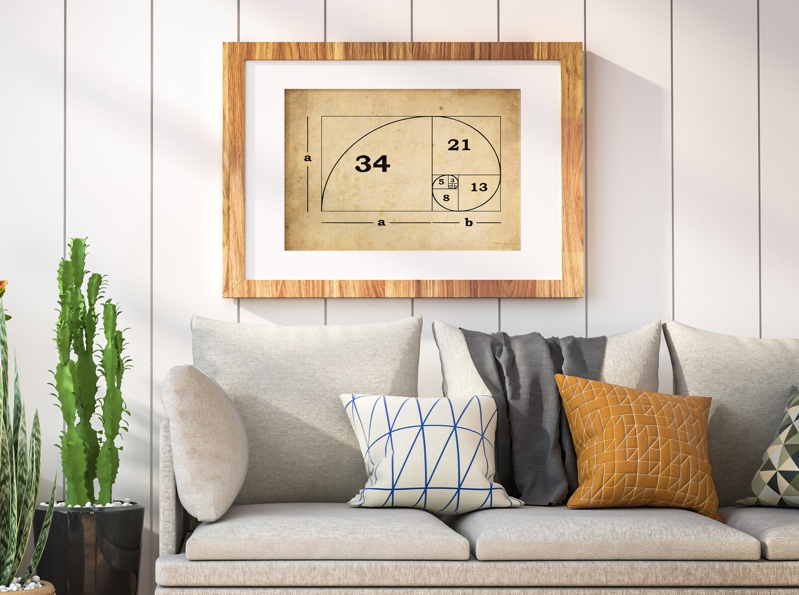 Vintage Fibonacci Sequence Watercolor Art Fibonacci Spiral Art Mathematical Golden Ratio Office ...